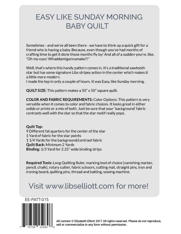 Easy Like Sunday Morning Quilt Pattern PDF – Libs Elliott